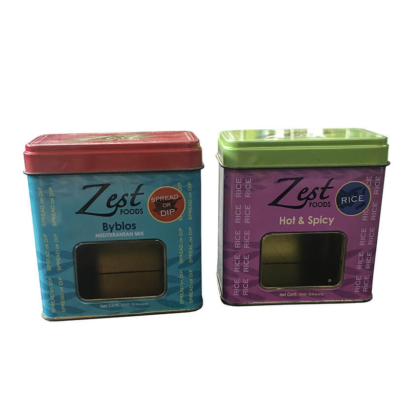 Rectangle Spice Tin Box For Zest Food Spicy With A Clear See-Though ...