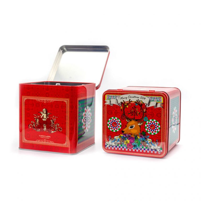 Csutom Rectangle Christmas Musical Cookie Tins With Hinged Lid - China ...