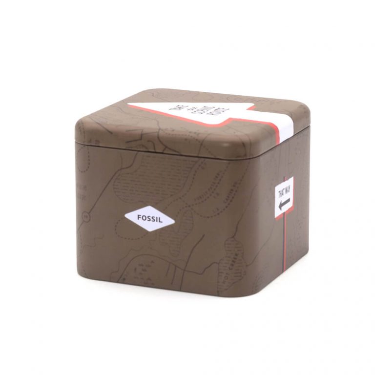 Custom Empty Square Tin Box for Fossil Watch Gift Packaging - China Tin ...