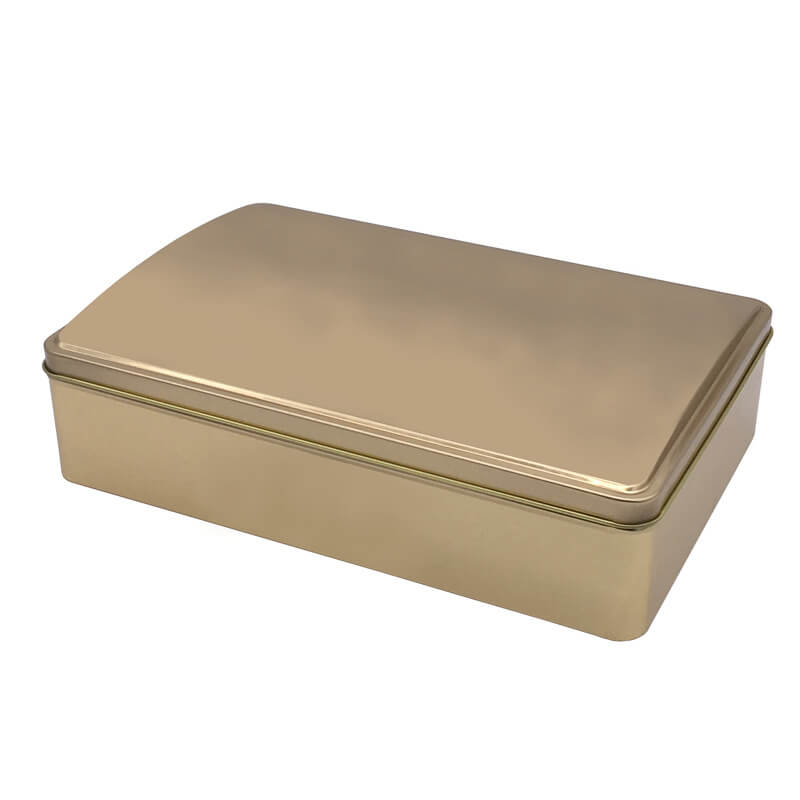 Custom Golden Printing Rectangle Tin Box With Hinged Arched Lid - China ...