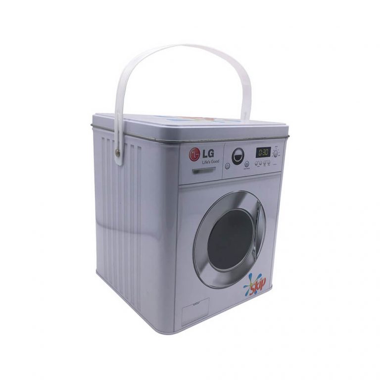 Washing Machine Shaped Laundry Detergent Storage Metal Square Tin Box ...